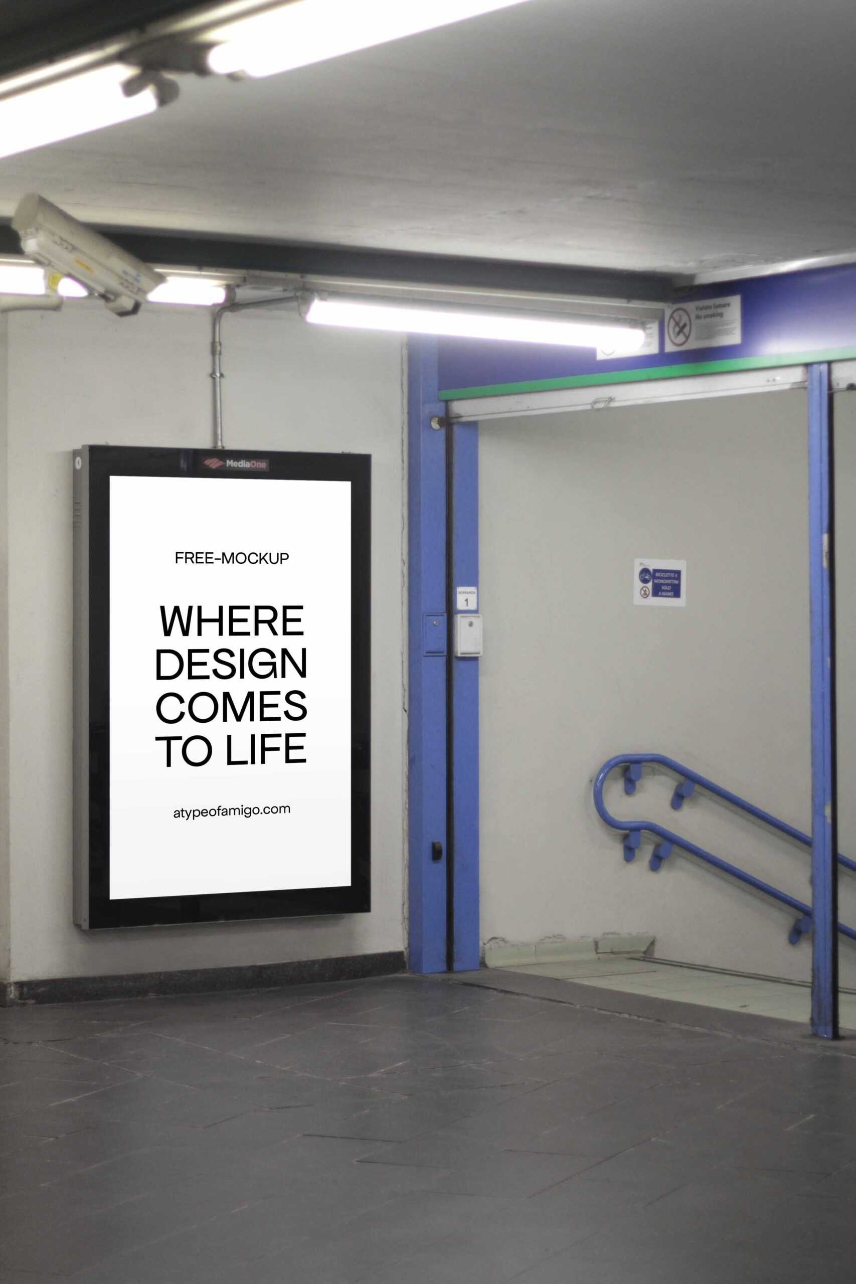 Free Vertical Underground Poster PSD Mockup - A Type of Amigo